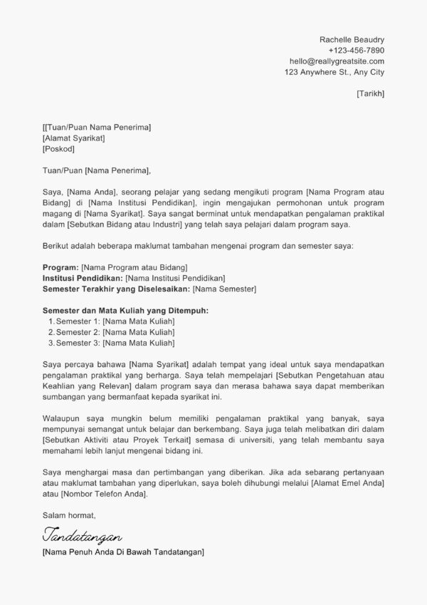 Surat Permohonan Kerja Terbaik | Blissbies