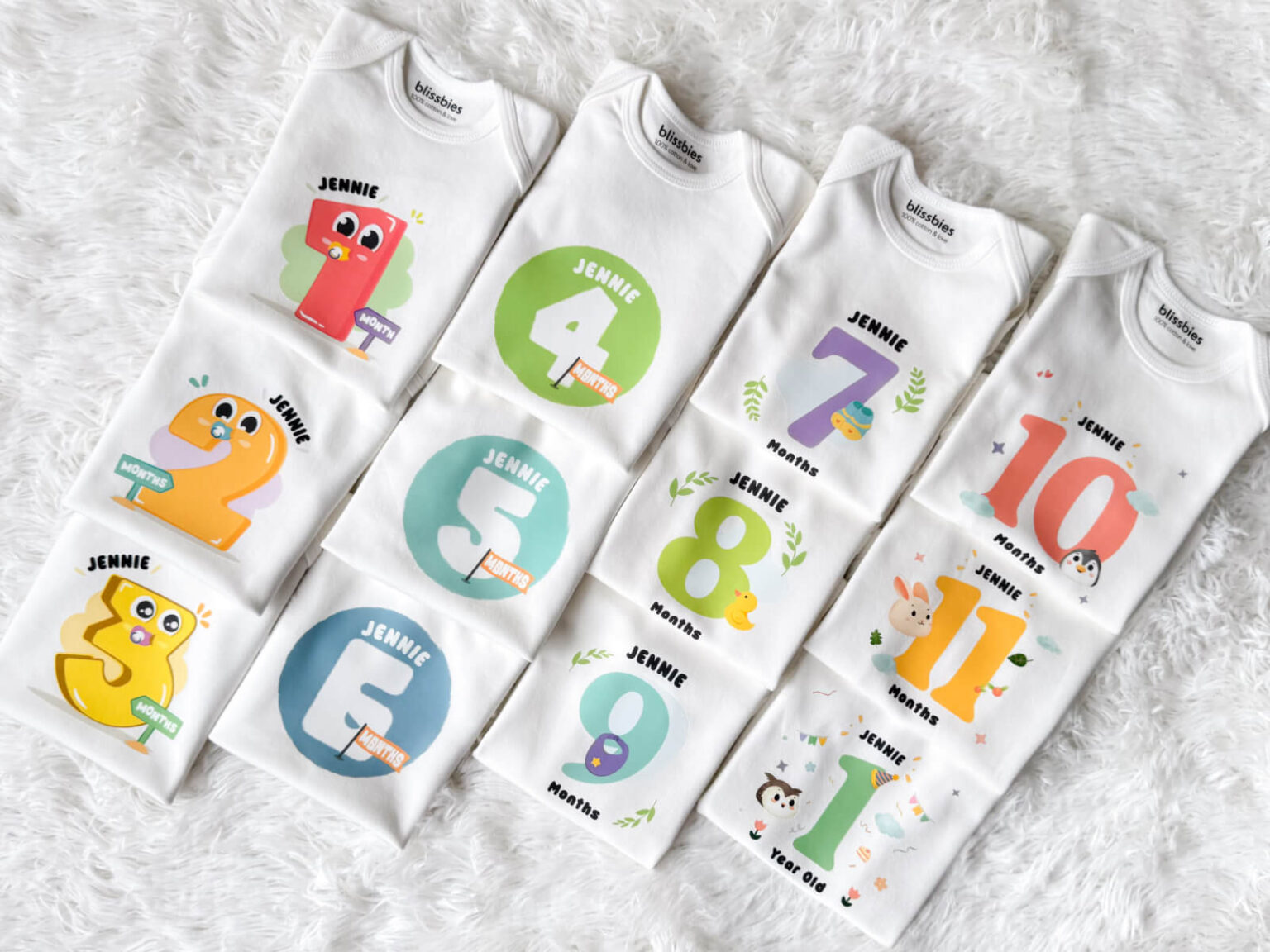 Baby 12-Month Milestone Rompers [5 Design Options & Customisable with ...